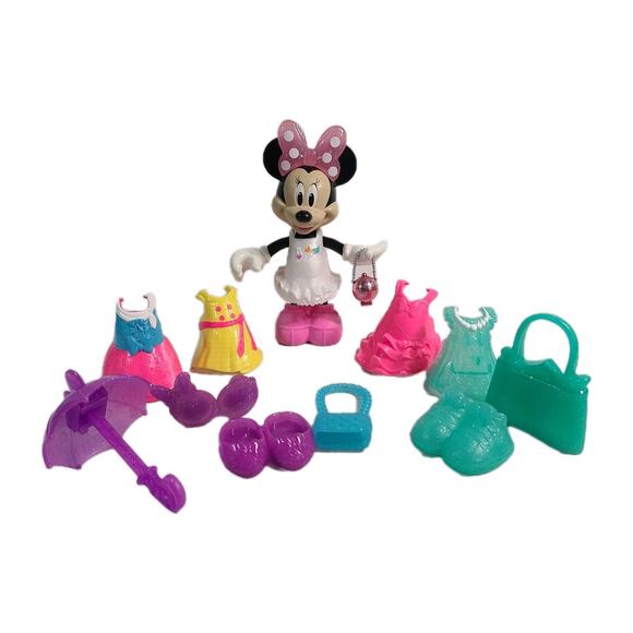 Disney | Toys | Minnie Mouse Push Button Doll Bowtique Snap On Clothes ...